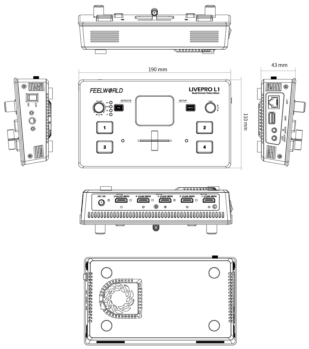 FEELWORLD LIVEPRO L1 V1 HD 4通道现场制作视频切换台 多机位现场制作 USB3.0 流媒体直播-FEELWORLD官方网站