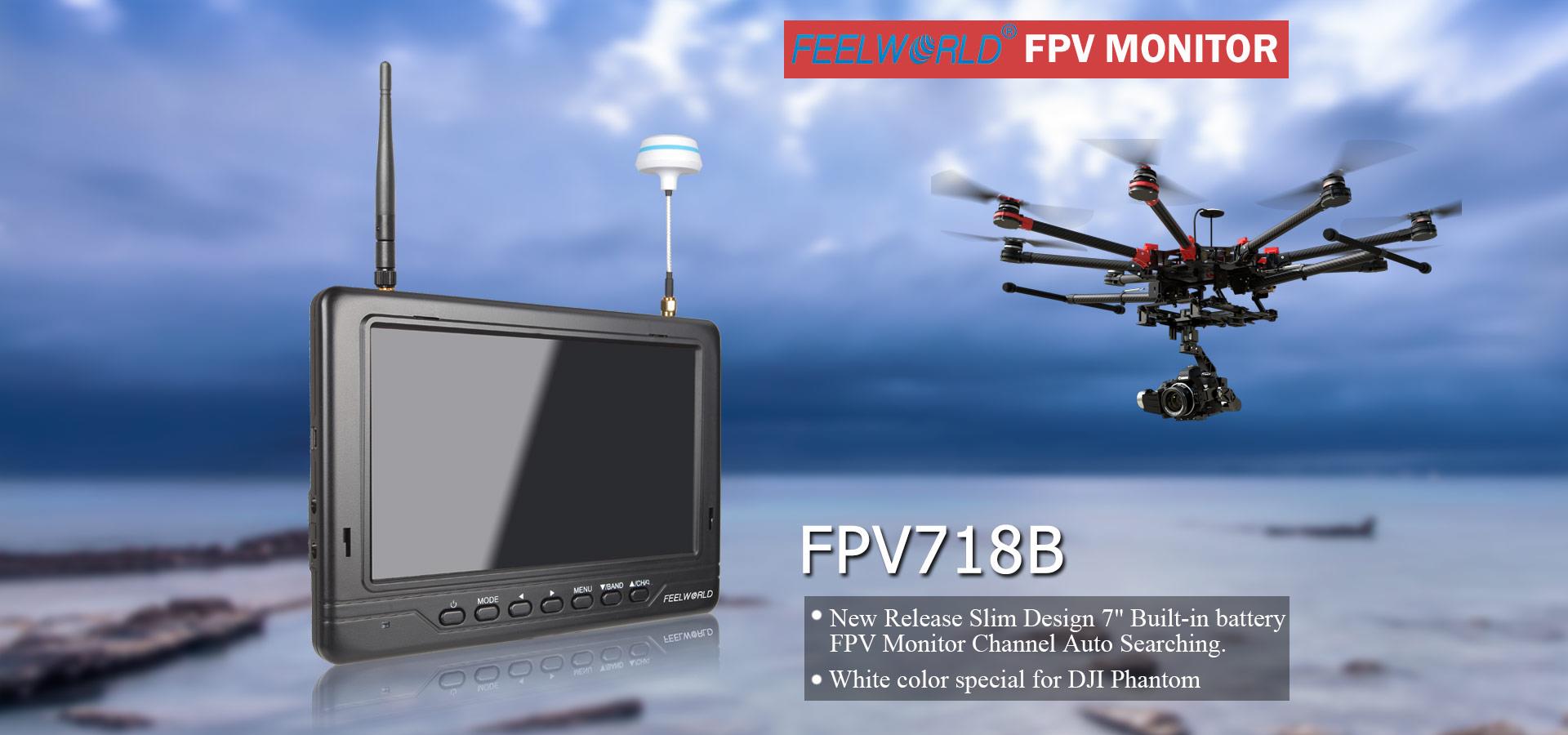 7" 1024x600 ultra-thin HDMI FPV monitor Built-in Battery Dual 5.8G 32CH ...