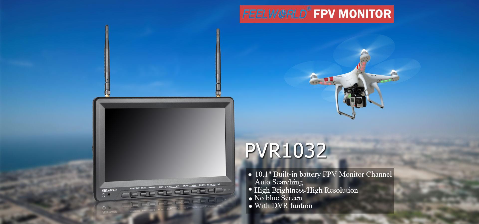 10.1" IPS 1024x600 HD Screen FPV Monitor with Built-in Battery Dual 5 ...